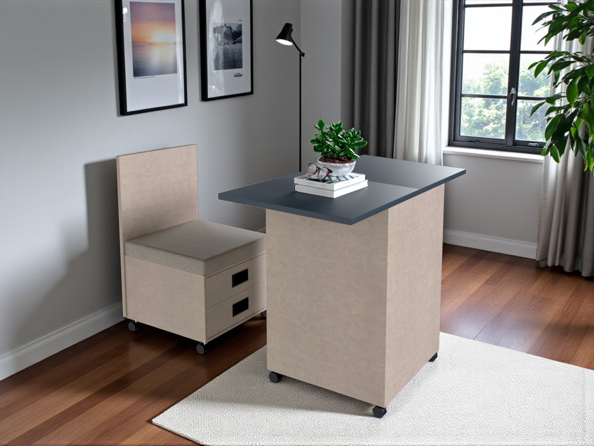 Slide and Fold Desk Olive Compact Workstation | TrendHaus Furniture ...